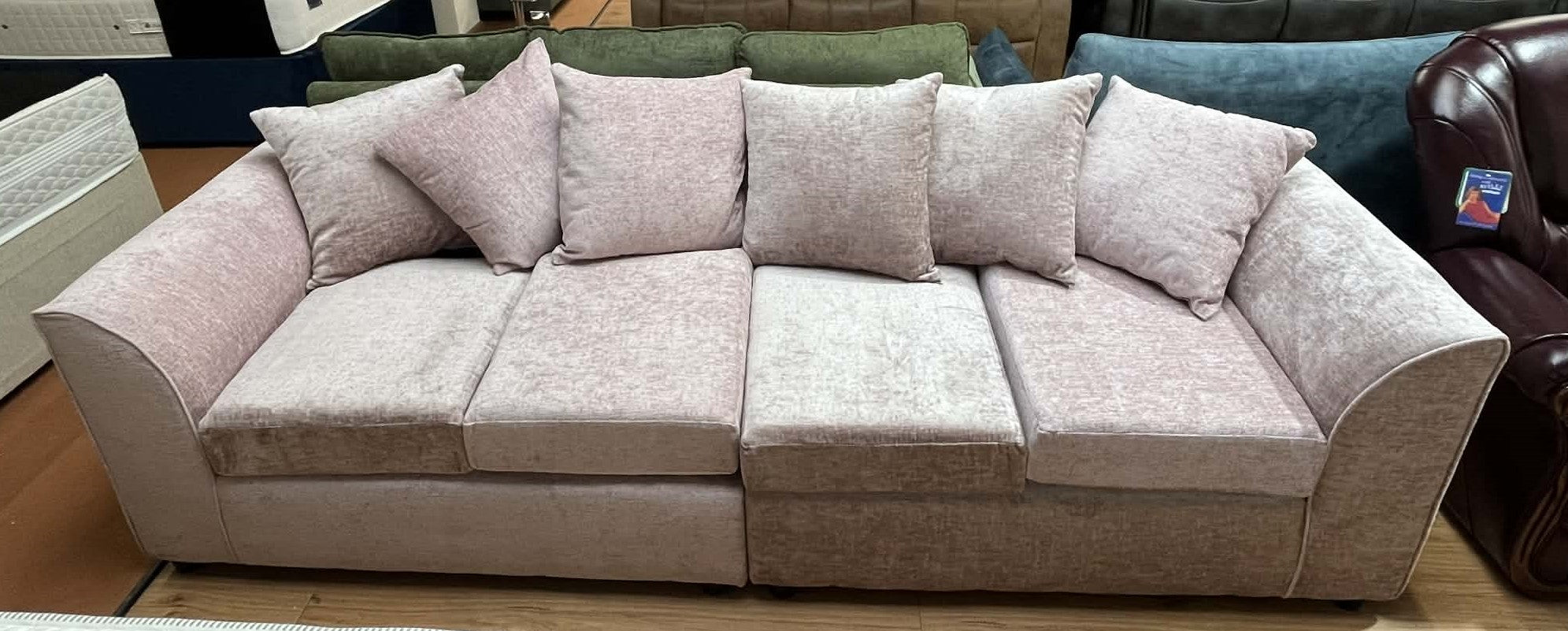 Monte Carlo 4 Seater Pink Chenille Sofa – Furniture Warehouse